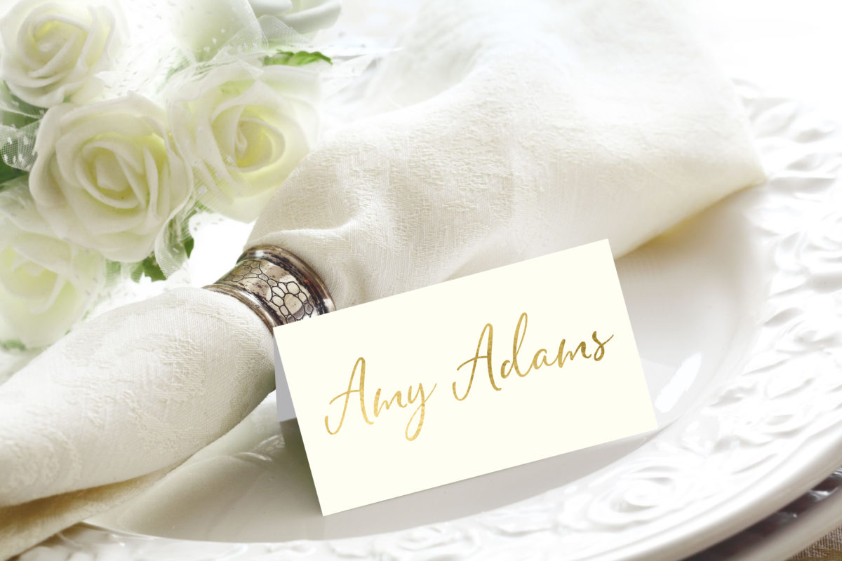 Ivory and Gold Foil Script Place Cards - White Fox Paper Co