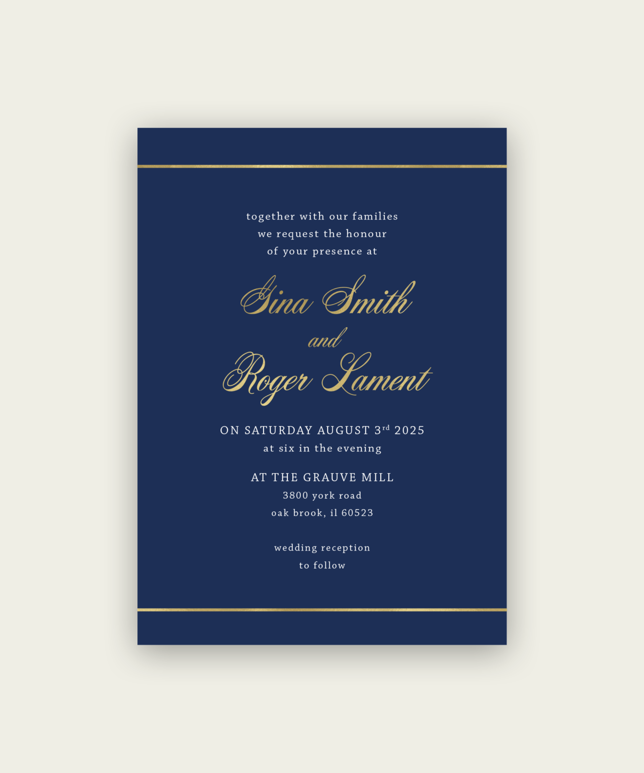 Elegant Lines Wedding Invitations - White Fox Paper Co