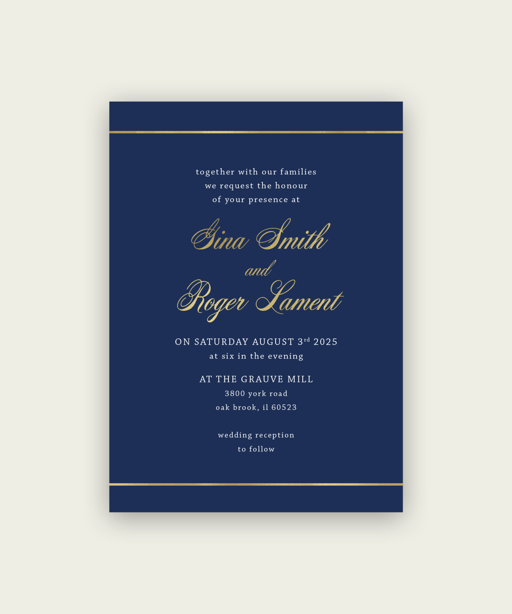 Elegant Lines Wedding Invitations - White Fox Paper Co