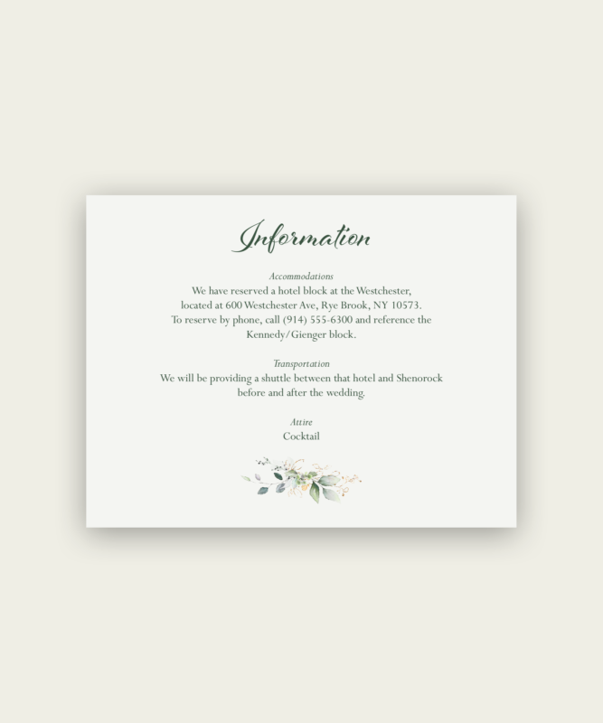 Information Cards - White Fox Paper Co